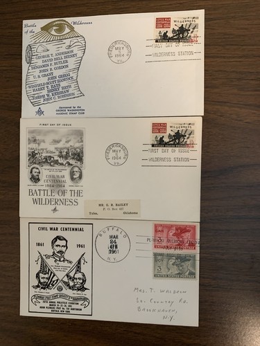 CIVIL WAR US FDC 2 BATTLE OF THE WILDERNESS-GEO. WASHINGTON MASONIC ...