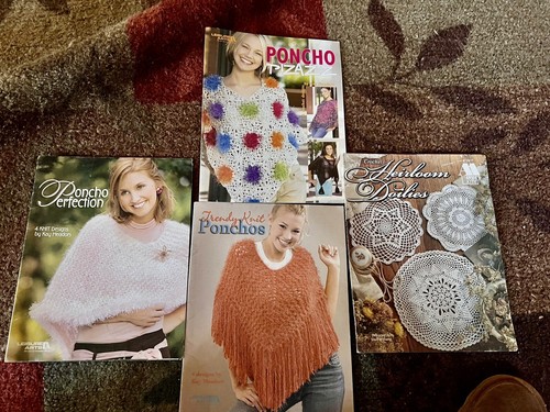 3 PONCHO PATTERNS AND 1 DOILY PATTERN BOOKS | eBay