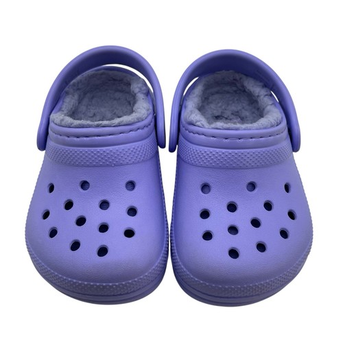 CROCS Child C5 Purple Youth Classic Faux Fur Lined Clog Toddler Comfort ...