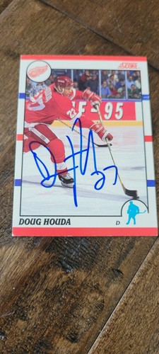 1990-91 SCORE SIGNED ROOKIE CARD DOUG HOUDA RED WINGS WHALERS SABRES ...