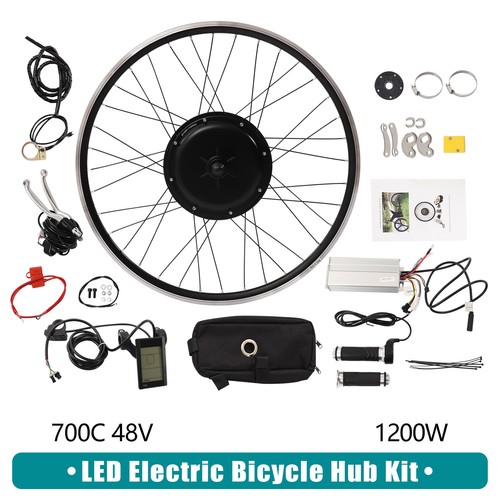 1200W 48V 700c E Bike Motor Hub LCD Front Wheel Electric Bicycle ...