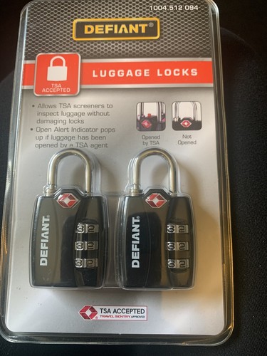 Defiant Luggage Locks TSA Approved -Open Alert Indicator Pop Up - One ...