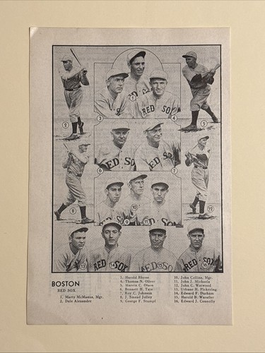 Boston Red Sox Dale Alexander Ed Durham Roy Johnson 1932 Baseball Team ...