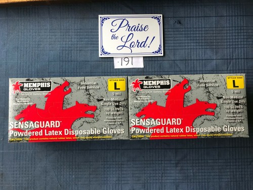 2 Box Sensaguard Disposable Gloves 5 mil Latex Industry Food 5060 'L ...