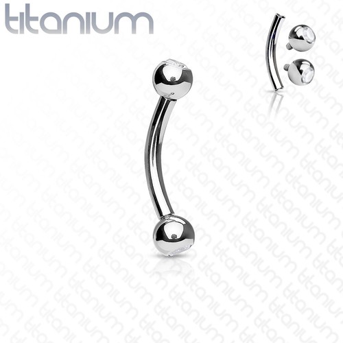 2 Pc Solid G23 Implant Titanium CZ Curve Bar Rook Daith Piercing ...