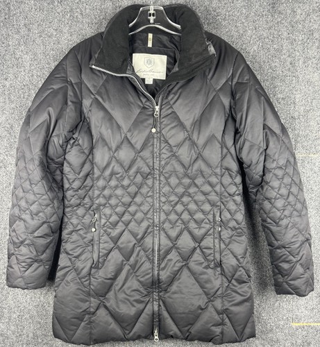 Eddie Bauer Jacket Womens M Black 650 Premium Goose Down Puffer Long No ...