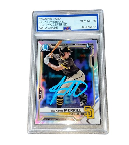 Jackson Merrill Signed 2021 Bowman Chrome Refractor Rookie Auto Padres ...