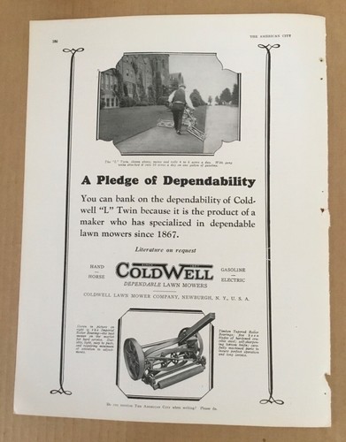 Coldwell lawn mower 1928 original vintage print ad 1920s art retro ...