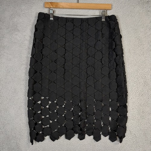 Commense Skirt Women's XL Black Laser Cut Circle Lined Pencil Modest ...