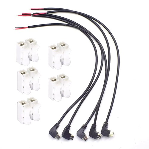 5PCS Angle 90D Micro 2 Wire Pigtail Cable Micro USB Male to Open-End ...