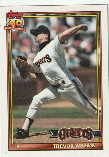 FREE SHIPPING-MINT-1991 Topps Trevor Wilson #96 GIANTS PLUS BONUS CARDS ...