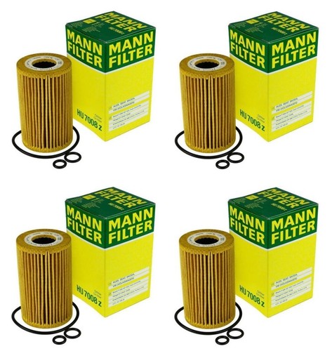 Set of 4 Engine Oil Filters O-Rings Mann HU7008Z For VW Passat 12-14 2 ...