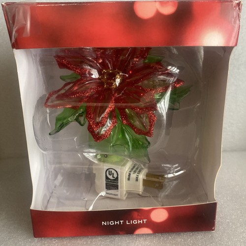 St Nicholas Square Poinsettia Night Light Red Flower New in Box ...