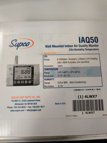 Supco IAQ50 CO2 Carbon Dioxide Meter Indoor Air Quality Monitor ...