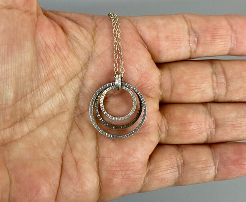 SILPADA Multi Open Ring Pendant Necklace Hammered Sterling Silver .925 ...