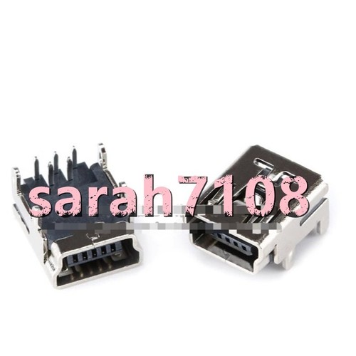 10PCS mini USB 90 degree Bend Pin Holder (Mini-USB) USB socket 5PF #YT ...