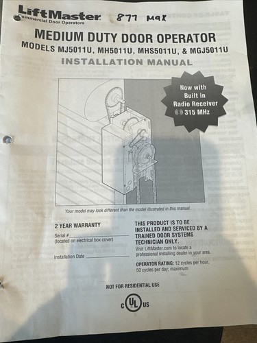 LiftMaster MH5011U Medium-Duty Hoist Operator | eBay