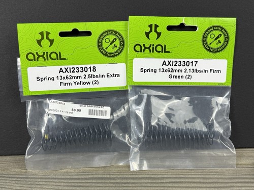 Axial Spring 13x62mm 2.13lbs Green AXI233017 & 2.5lbs Yellow AXI233018 ...