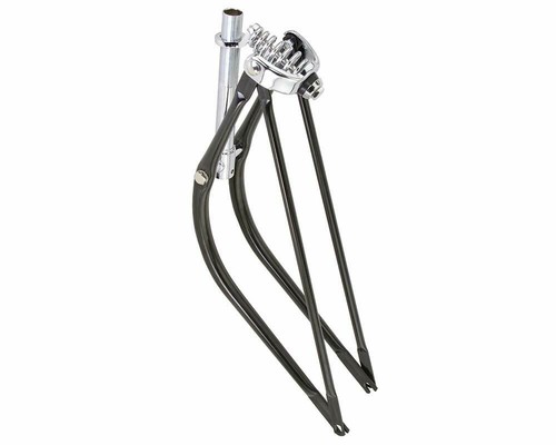 26" Classic Bent Springer Fork 1" Threaded Black/Chrome Cruiser Chopper ...