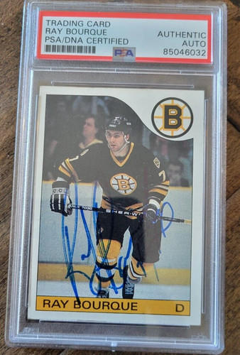 1985-86 TOPPS SIGNED CARD RAY BOURQUE BOSTON BRUINS AVALANCHE HOF # 40 ...