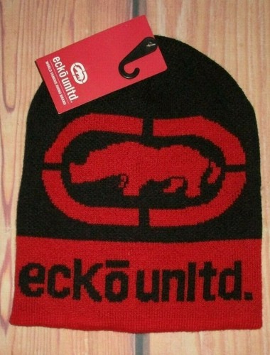 MENS ECKO UNLTD BIG RHINO BLACK RED BEANIE HAT CAP ONE SIZE | eBay