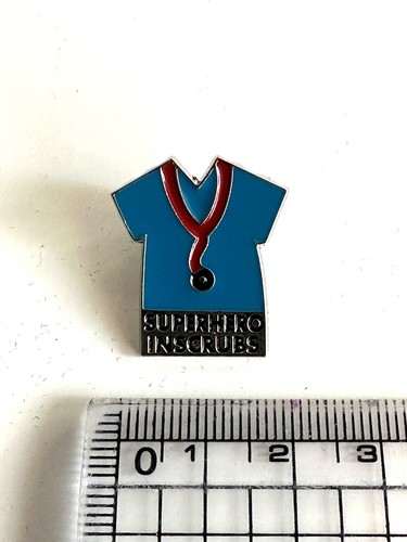 Nurse Doctor Health Care Medical ER Scrubs Blue Enamel Pin, Scale in cm ...