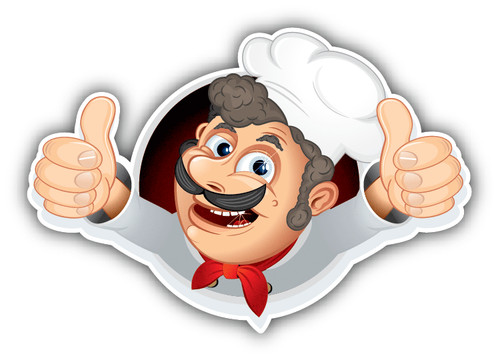 Chef Cheerful Cook Cartoon Car Bumper Sticker Decal ''SIZES'' | eBay