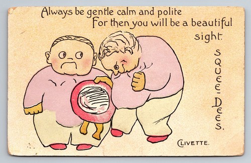 Vintage Clivette Comic Postcard 'Squeeze Dees' Gentle Polite Quote Embossed | eBay