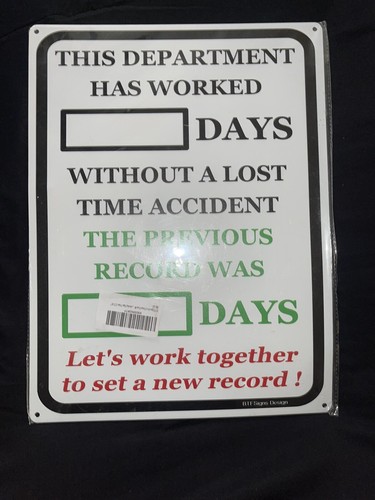 This Department Days Without Injury Sign OSHA Factory Safety Foundry ...