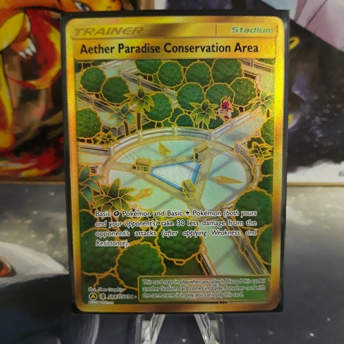 Aether Paradise Conservation Area - Gold SR Hidden Fates SV87 Pokemon ...