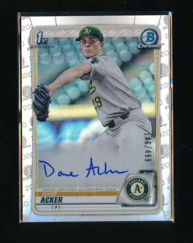DANE ACKER 2020 BOWMAN CHROME DRAFT REFRACTOR RC AUTO #/499 *OAKLAND ...