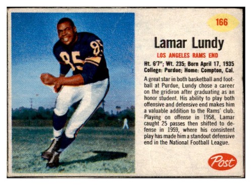 1962 POST #166 LAMAR LUNDY RAMS VG-EX HAND CUT 529433 (KYCARDS) | eBay