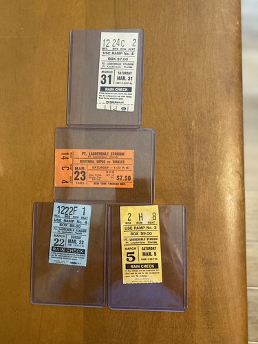 NY Yankees Spring Training Ticket Stub Lot Of 4. 1981, 1984, 1985, 1988 ...