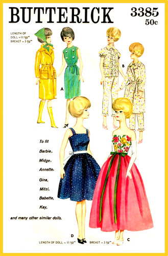 1960s Barbie Clothes Pattern Copy, Read Description, Butterick 3385 | eBay