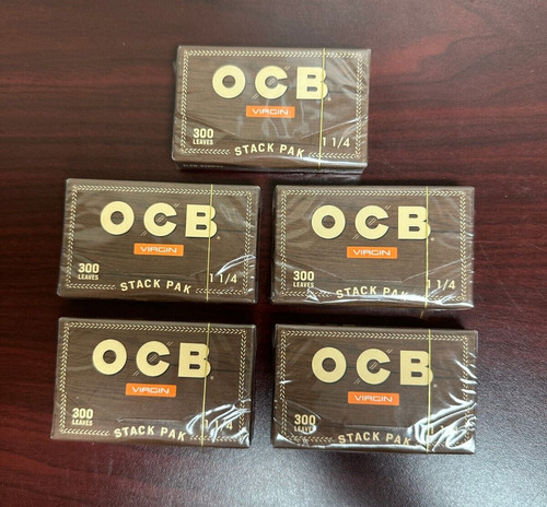 OCB VIRGIN 1 1/4 Stack Pak Cigarette Rolling Papers 300s -5 PACKS | eBay