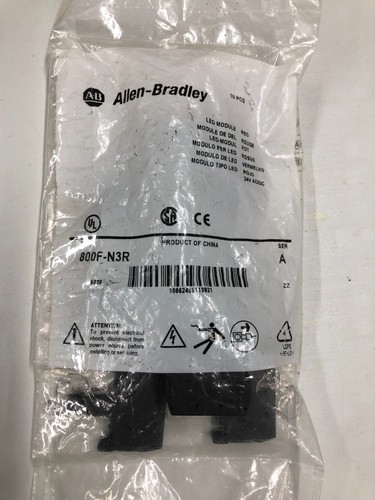 ALLEN BRADLEY 800F-N3R PILOT LIGHT LAMP MODULE RED LED 24VAC/DC QTY. 10 ...