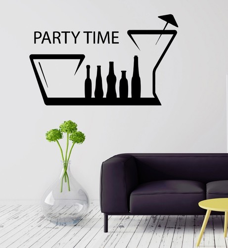 Party Time Bar Kitchen Decor Alcohol Drink Wall Sticker Vinyl Decal ...