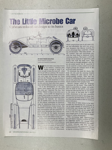 HMN 754 Article That's Design The Little Microbe Car Cyclecars May 2010 ...