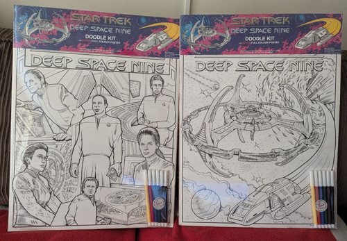 2 Vintage 16" x 20" Star Trek Deep Space Nine DS9 Doodle Felt Pen ...