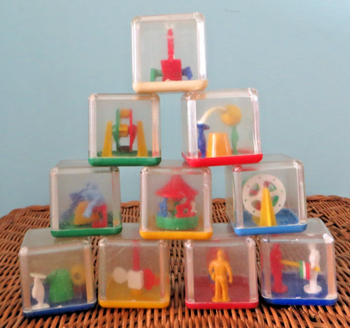 10 Vintage 1960's Baby Rattle Blocks Child Toy Clear/Primary Colors ...