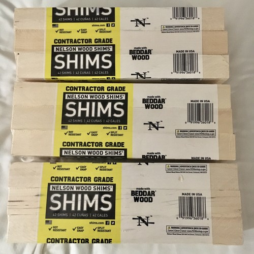 Nelson Wood Shims Contractor Grade 3 Packs Of 42 Count 3/8" x 1-3/8" x ...