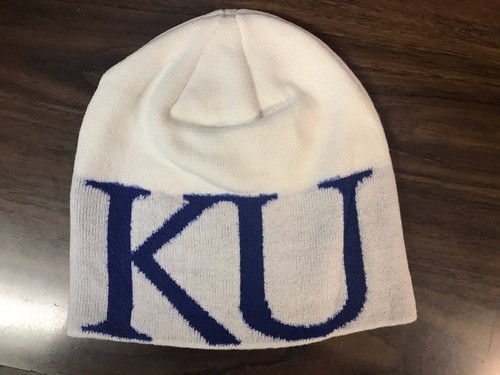 UNIVERSITY OF KANSAS KU JAYHAWK WHITE KNIT WINTER BEANIE HAT | eBay