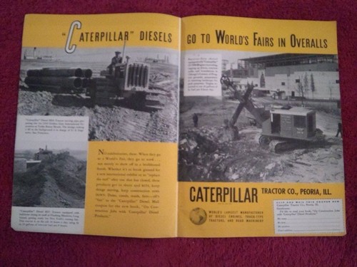 1938 2 pg Ad,Caterpillar Diesel RD-4, Bucyrus Erie 34B w Cat D11000 ...