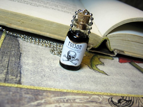 Poison 2ml Glass Bottle Necklace - Toxic Goth Halloween Cork Vial Charm ...