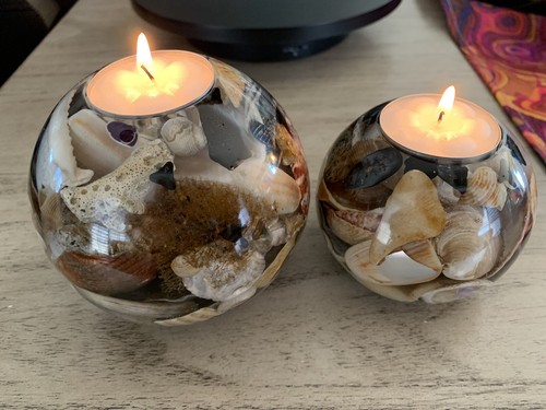 Seashells Tea Light Candle Holders Set Of 2. Beach Decor. | eBay