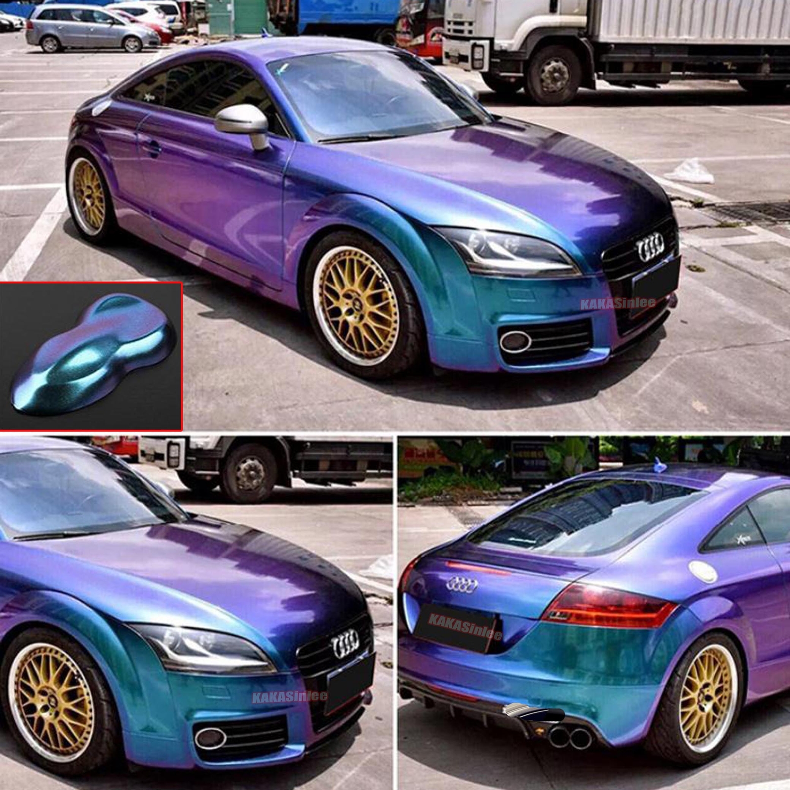 Bubble Free Car Bright Pearl Gloss Glitter Metallic Chrome Vinyl Wrap ...