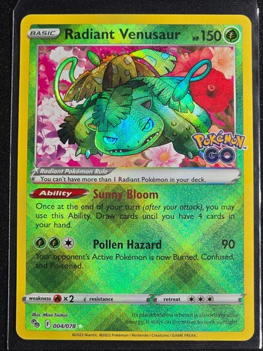 Radiant Venusaur 004/078 (Radiant Rare) Pokemon GO Near Mint | eBay