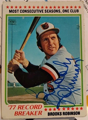 BROOKS ROBINSON AUTOGRAPHED SIGNED CARD 1978 TOPPS RECORD BREAKER ...