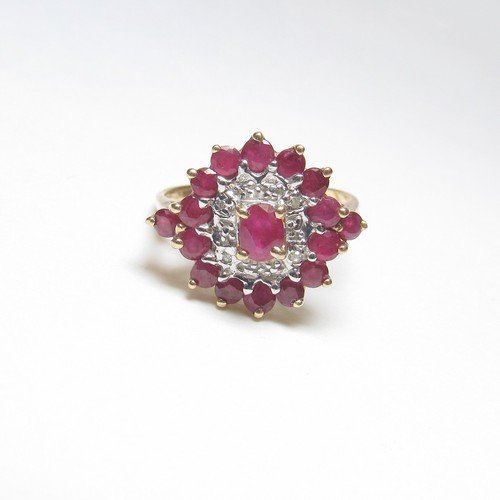 PRANDA Estate 10K Yellow Gold Natural Rose Red Ruby And Diamond Ring 1. ...