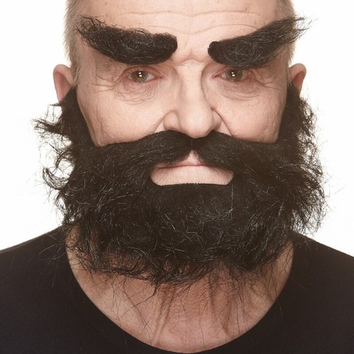 Hunter Trapper Beard, Mustache and Eyebrows Set BLACK - Self Adhesive ...